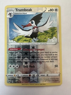 Trumbeak 144/185 Reverse Holo Vivid Voltage Pokemon TCG Card NM ...