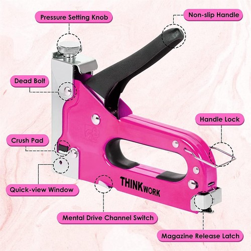 mikii918THINKWORK Pink Staple Gun Tool Set, 25 Piece Lady's Home Tool ...