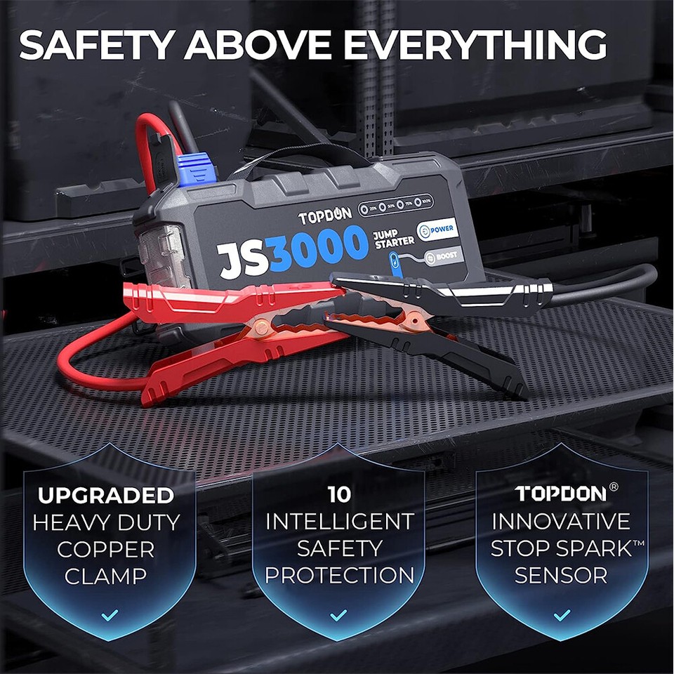 TOPDON JumpSurge3000 JS3000 3000A USB Car Jump Starter Booster Pack ...