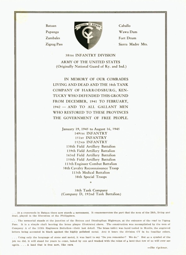 *CD PDF 38th Infantry Division – Avengers of Bataan 1947 Fort Drum WW2 ...