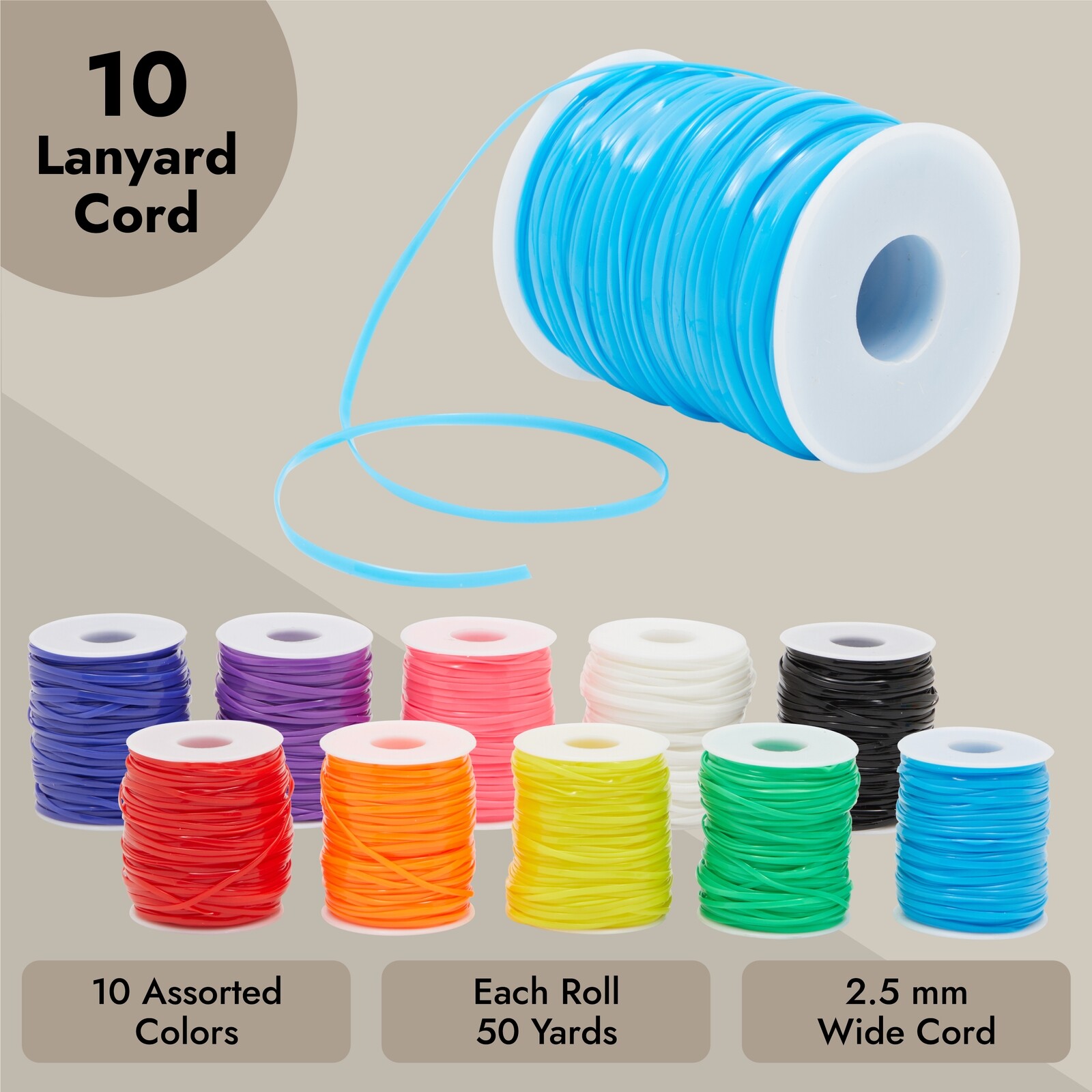 50 Yards Each Plastic Gimp String in 10 Colors for Crafting, 10 Spools ...