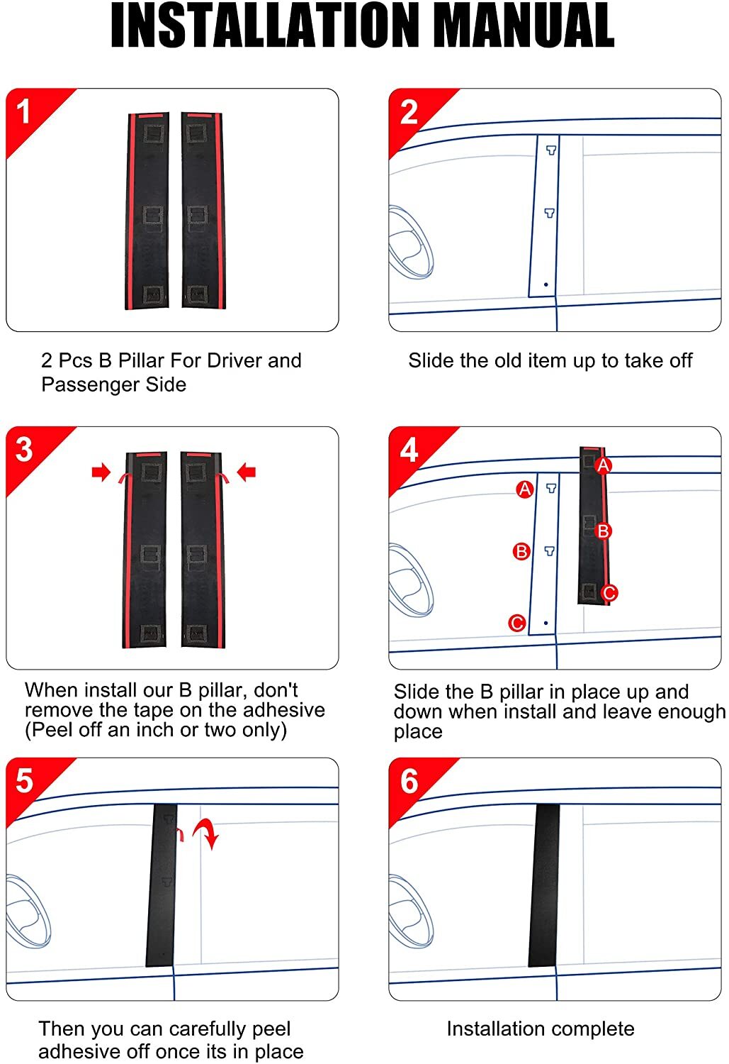 2PCS Front B Pillar Molding Trim For Chrysler Town & Country Dodge ...