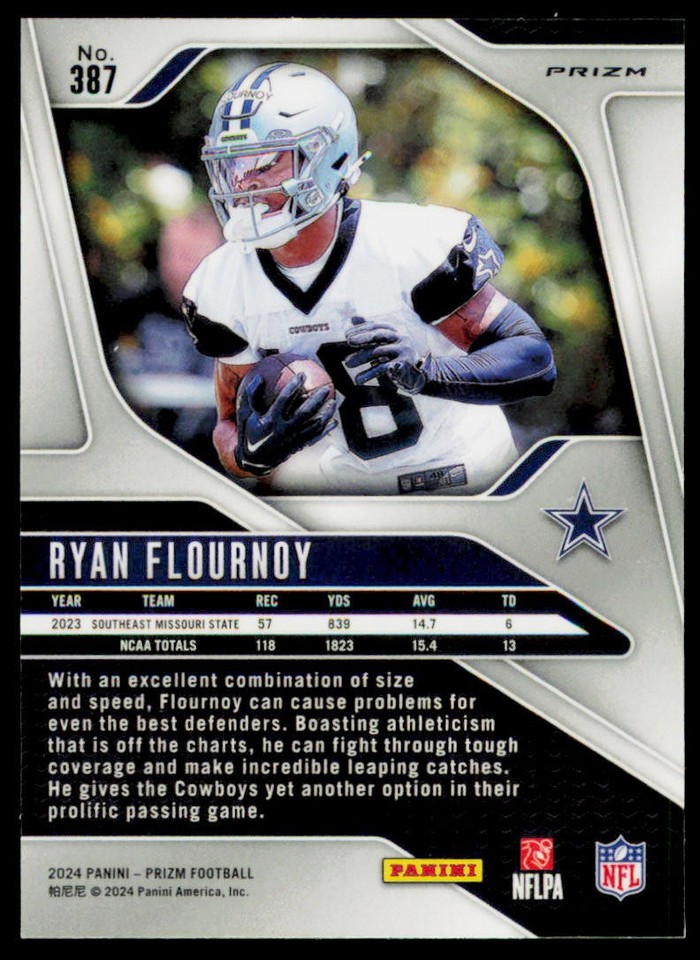 2024 Panini Prizm Ryan Flournoy 387 Red White and Blue RC Dallas ...