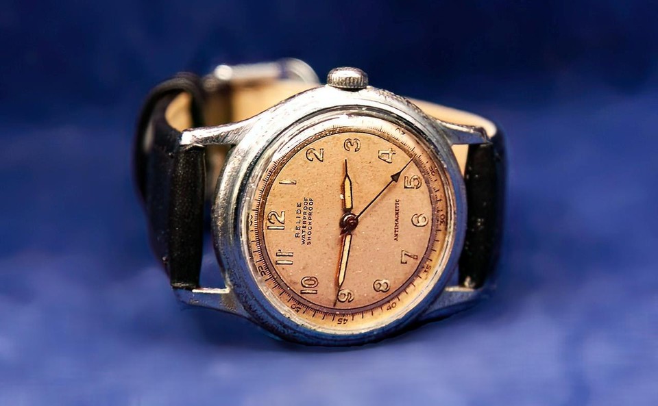 VINTAGE MENS RELIDE MILITARY WATCH WITH SWISS 17J MECHANICAL MOVEMENT ...