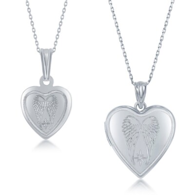 Sterling Silver Mother & Daughter Set, Heart Pendant + Locket - Angel ...