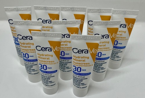CeraVe Hydrating Mineral Sunscreen SPF 30 Face Lotion Travel Sz Lot X ...