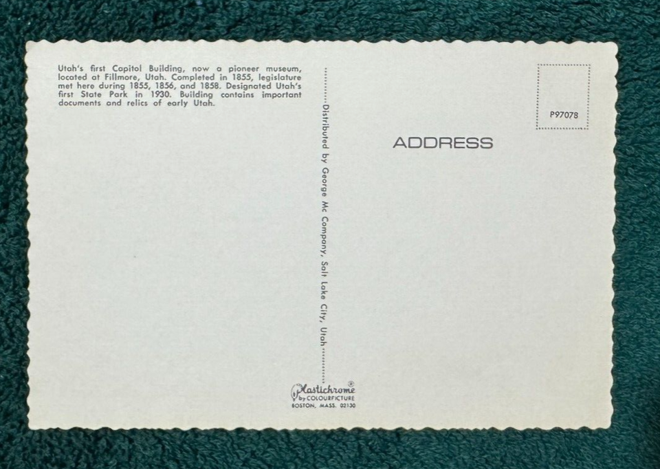 Postcard ~ 5021 ~ Utah's First Capitol Building ~ Fillmore ~ UNMAILED | eBay