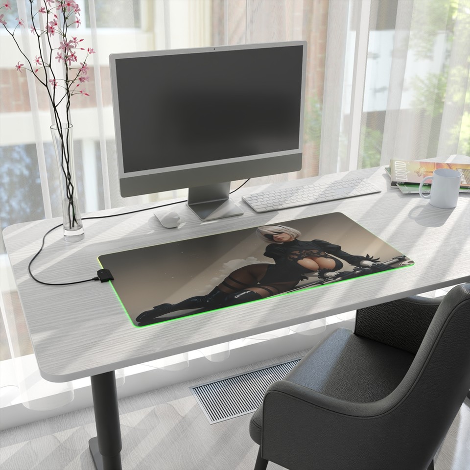 2B LED RGB Desk Mat – Nier Automata Gaming Pad, Huge HD Anime Mouse ...