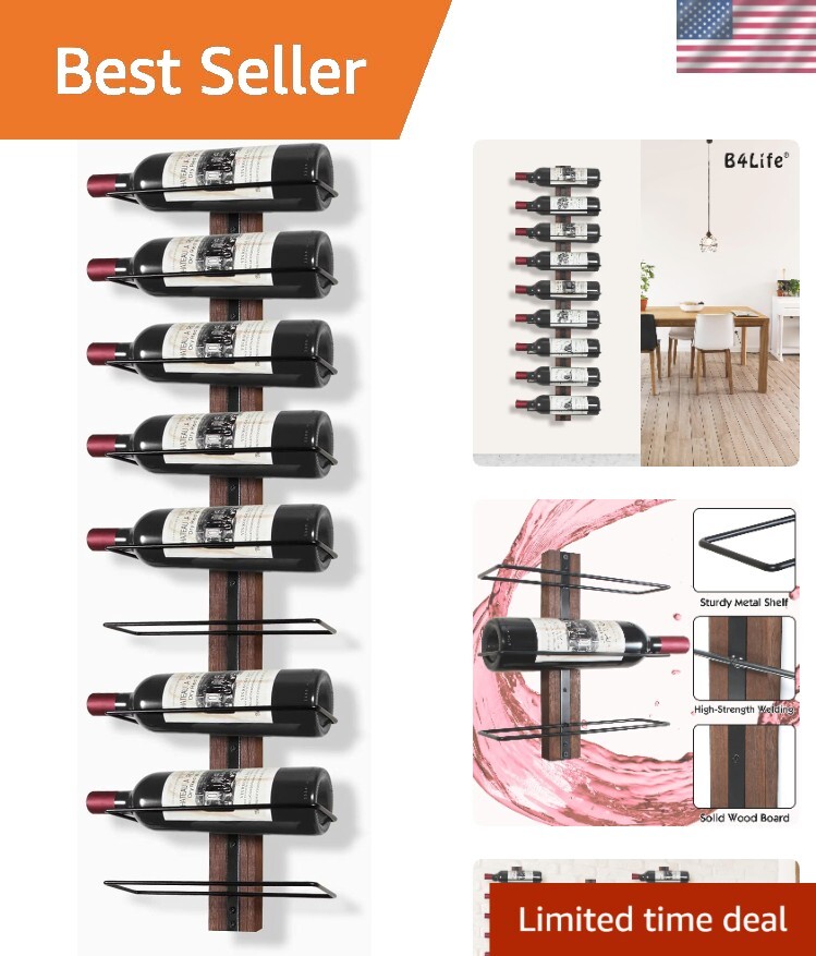 Wine Rack Wall Mounted Wall Wine Rack For 9 Wine Bottles Wood Wine ...