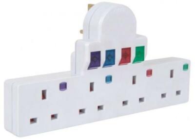 Plug-in 4 way mains adaptor with surge protection 4 Gang | eBay UK