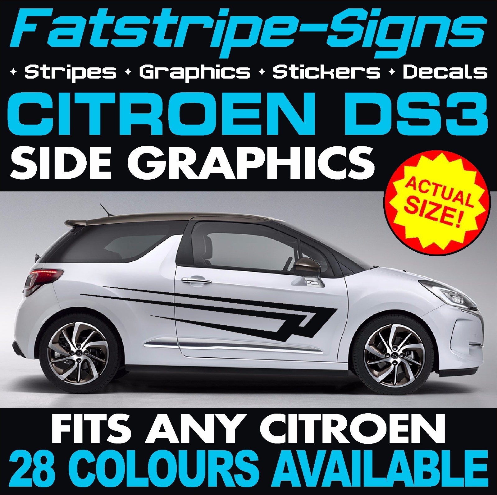 to fit CITROEN DS3 GRAPHICS CAR VINYL DECALS STICKERS STRIPES TURBO VTI ...