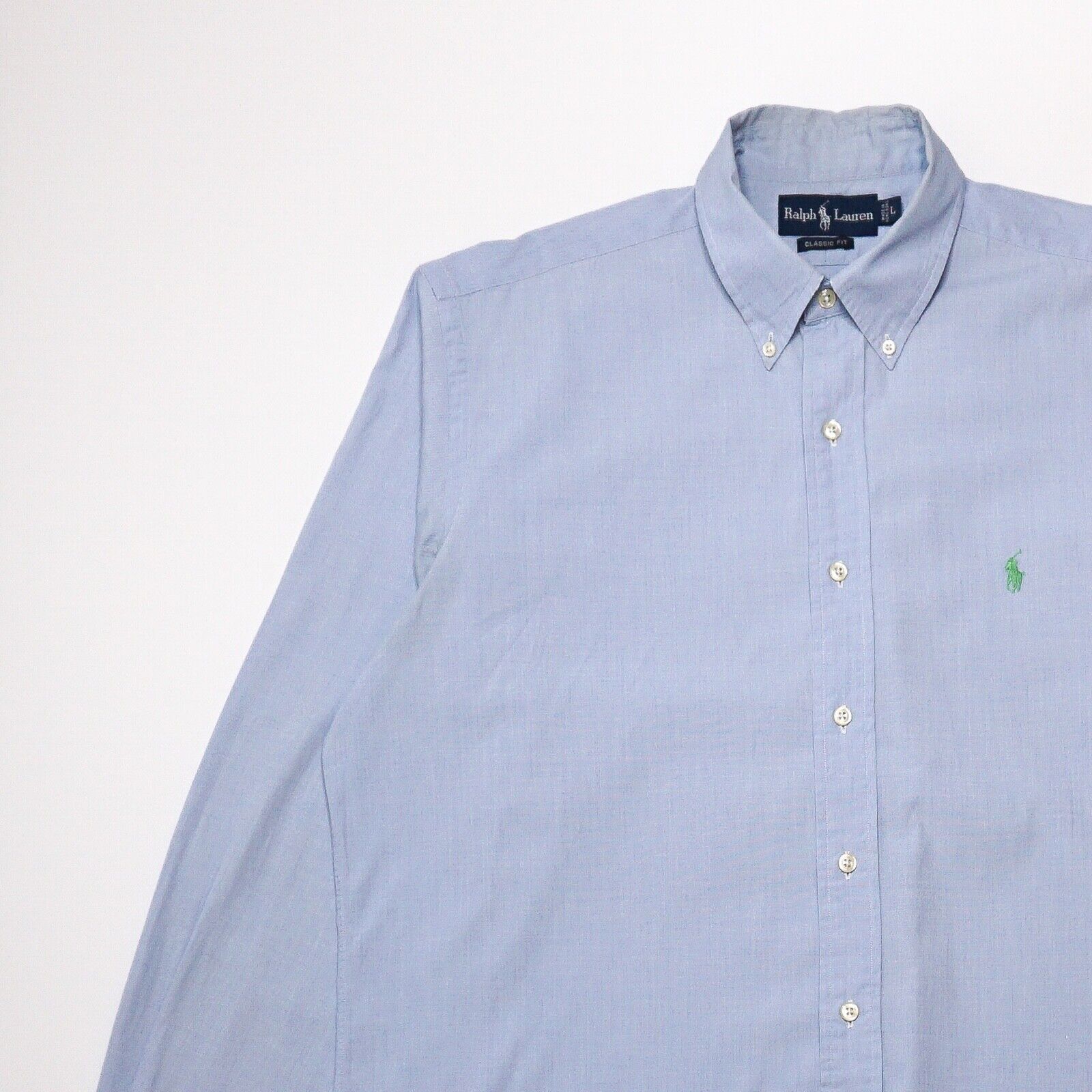 Ralph Lauren Mens Blue Vintage Button-Up Plain Logo Shirt XL | eBay