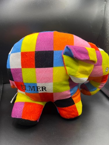Ship from USA Vintage 1990's Elmer Patchwork Elephant Rainbow Stuffed ...