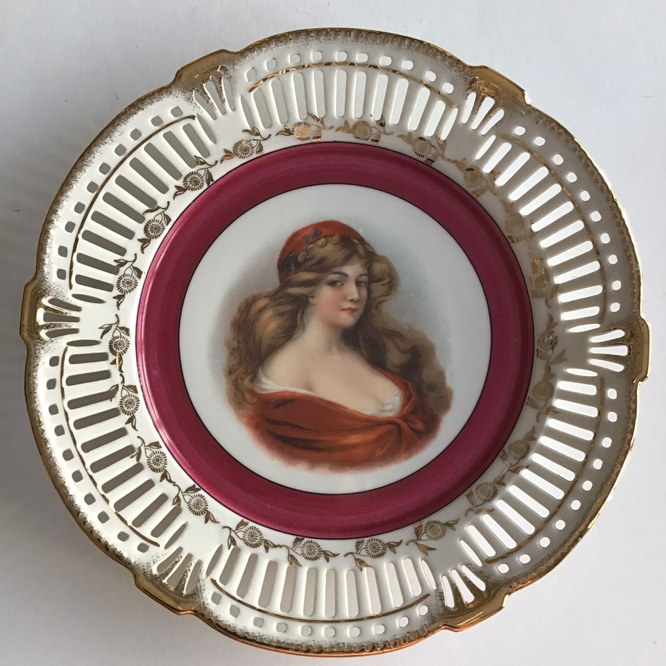 Reticulated Portrait Plate PAIR Maidens Paul's Gifts FRP & Co NY ...