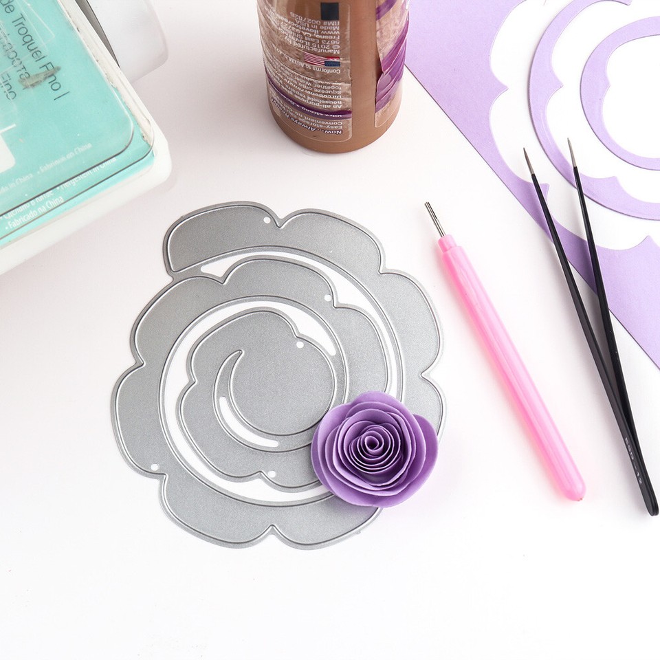 3D Rolled Flower Metal Cutting Dies Stencils DIY Scrapbooking Embossing ...