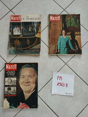 1960-lot 3 revues PARIS MATCH-vintage-french magazine/Fabiola/reine ...