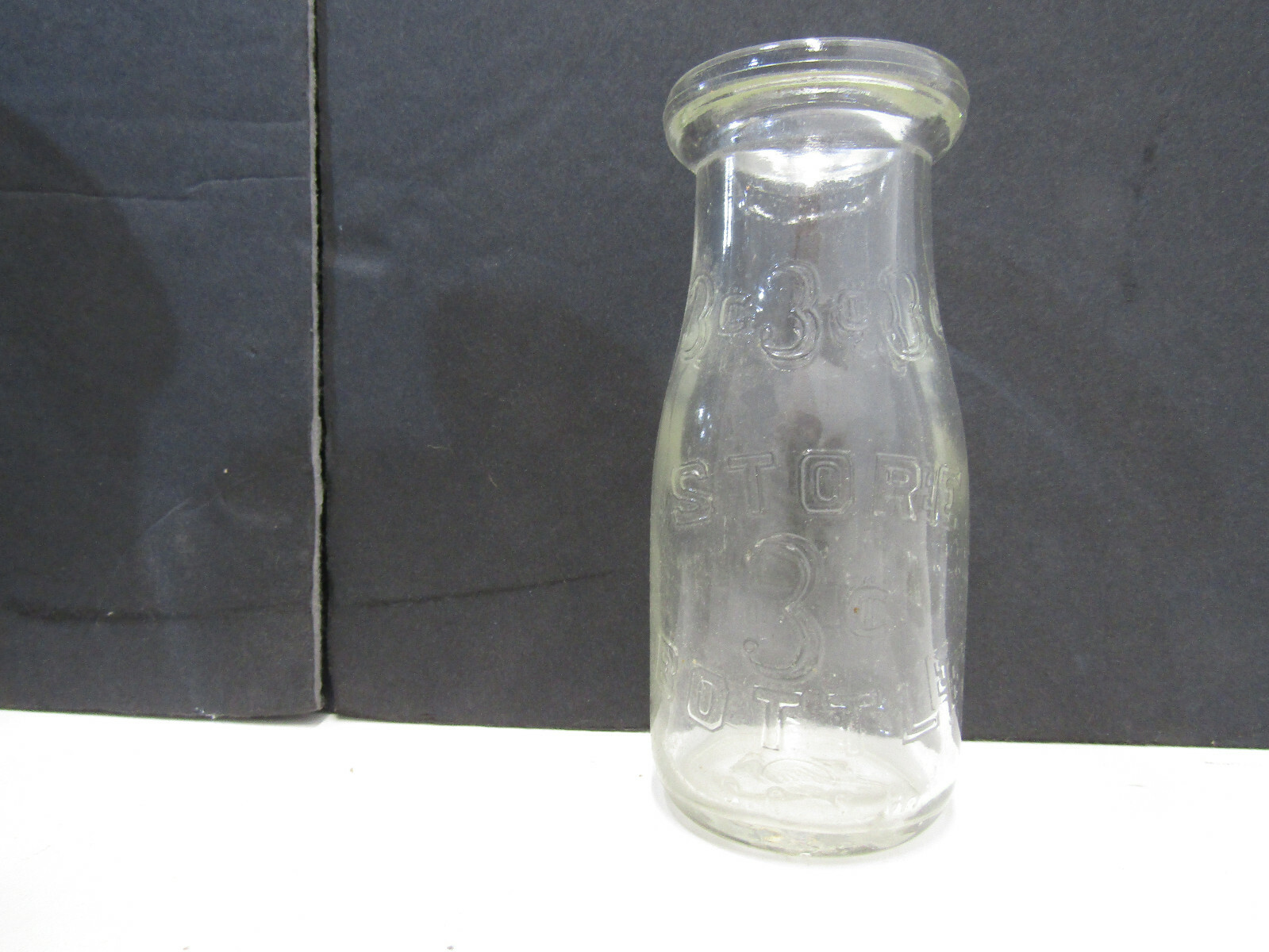 OLD 3 CENTS STORE DAIRY MILK GLASS JUG JAR VASE BOTTLE | eBay