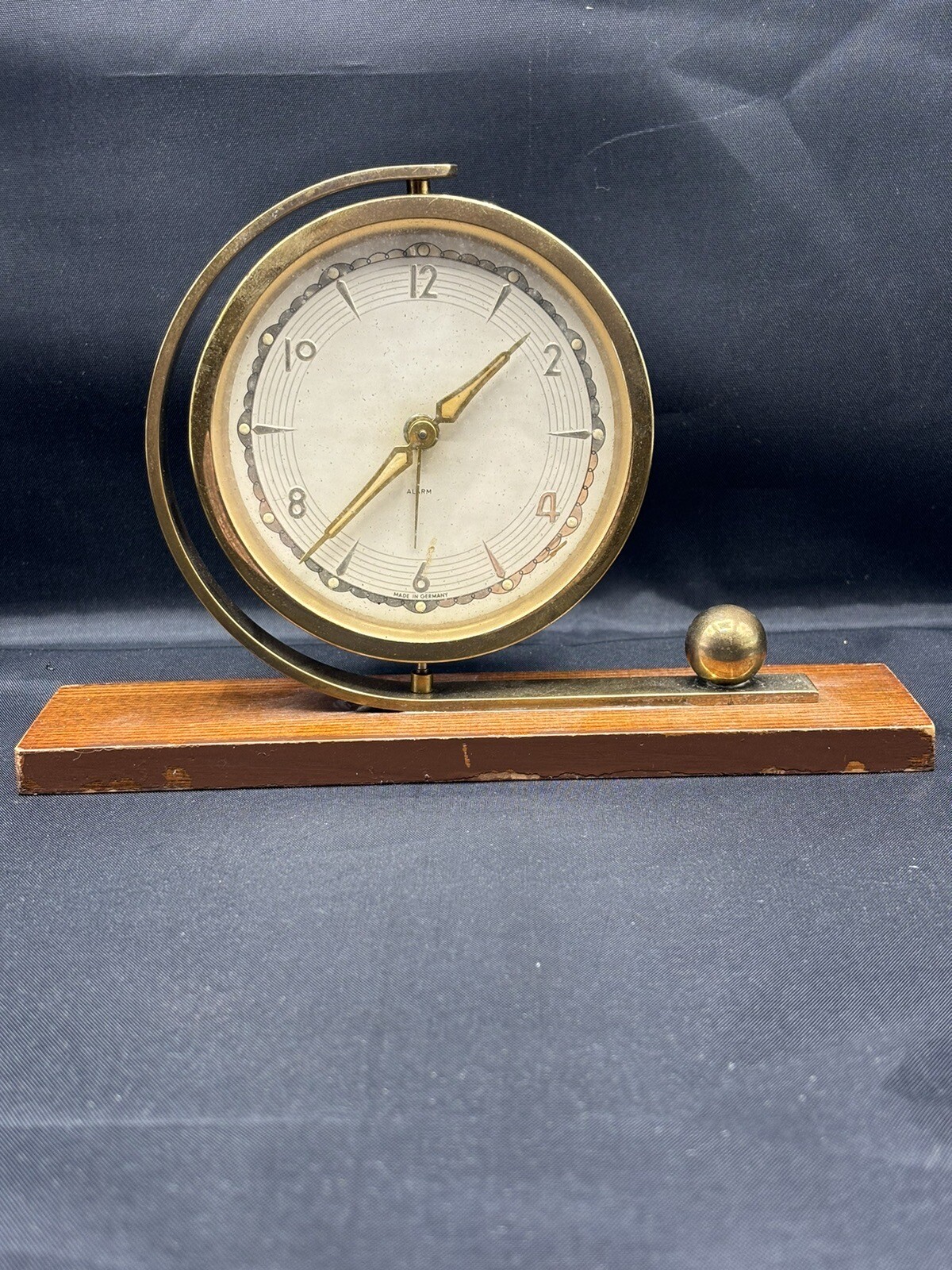 Art Deco Orbros Adolph Jerger KG Clock- Germany Brass with Wood Base | eBay