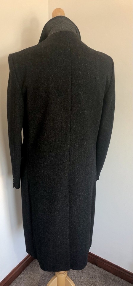 Vintage Genuine Crombie 100% wool herringbone long tailored Coat Size ...