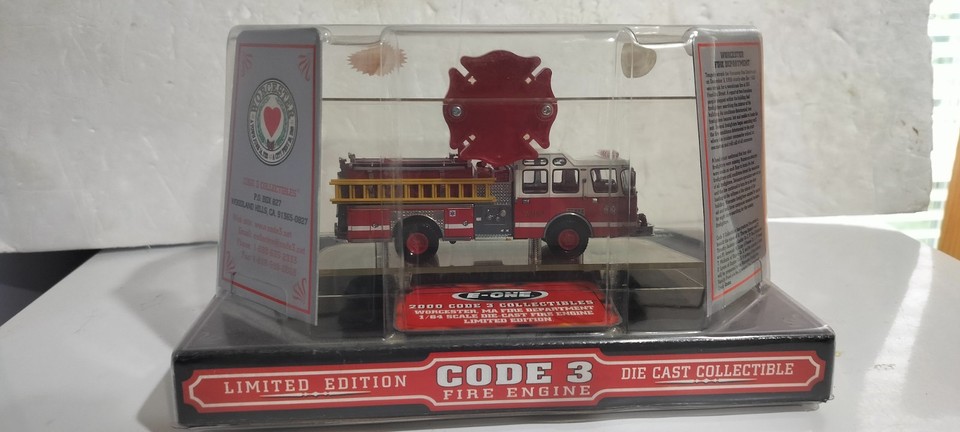 Code 3 E-One Cyclone Worcester Fire Department Fire Engine MID / COA | eBay