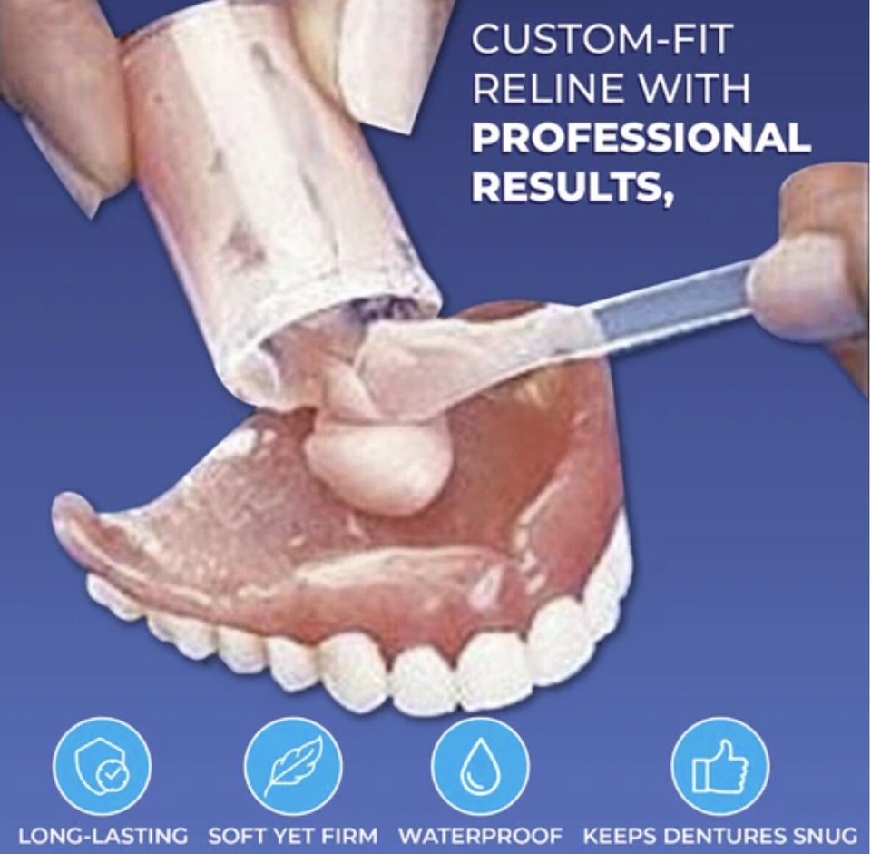 PERMA SOFT Denture Reline KIT denture RELINER KIT FOR UPPER AND LOWER ...