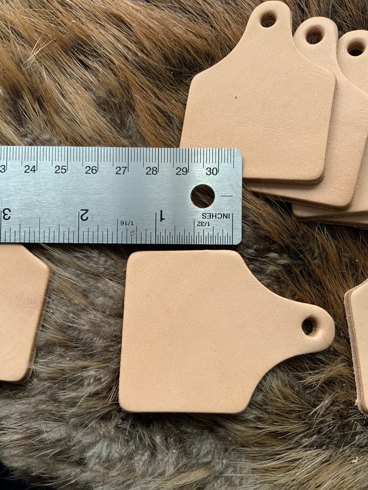 LEATHER cow tag key fob blanks, 8 Ounce Veg Tan, Tooling, Clean, Set Of ...