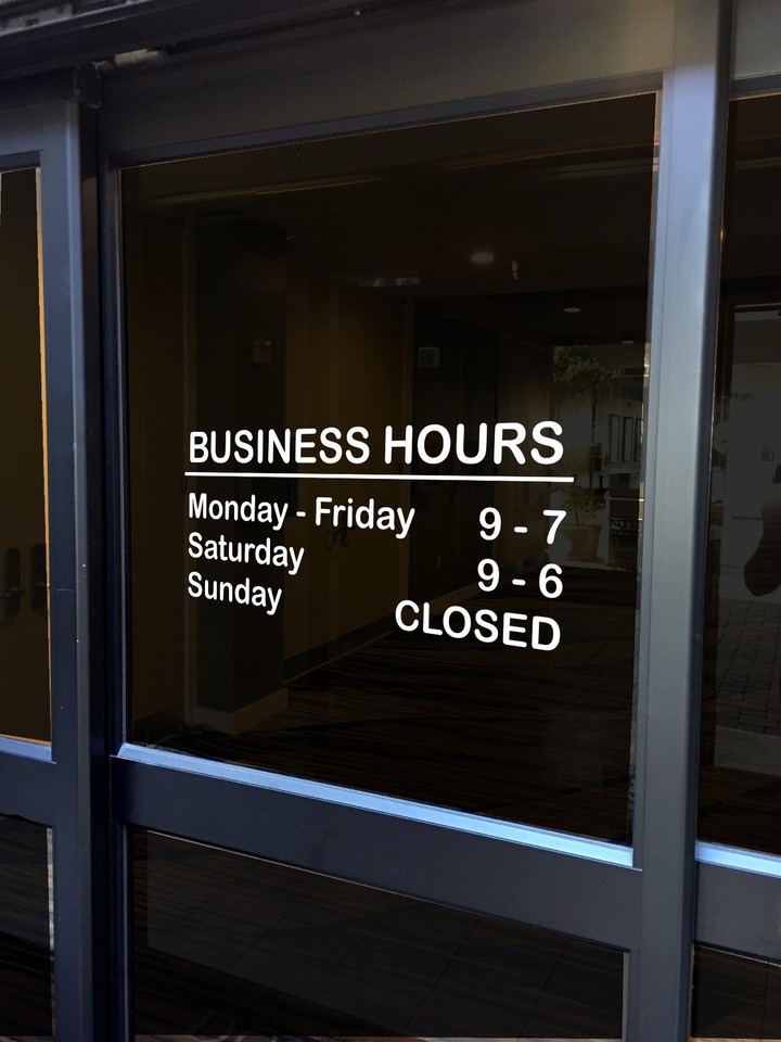 Custom Made Store Business Hours Vinyl Window Decal Sticker Sign Glass ...