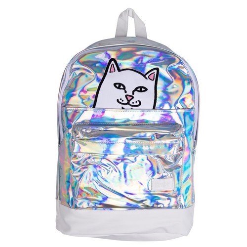 RIPNDIP Iridescent Silver Lord Nermal Backpack White Cat Nerm Rave ...