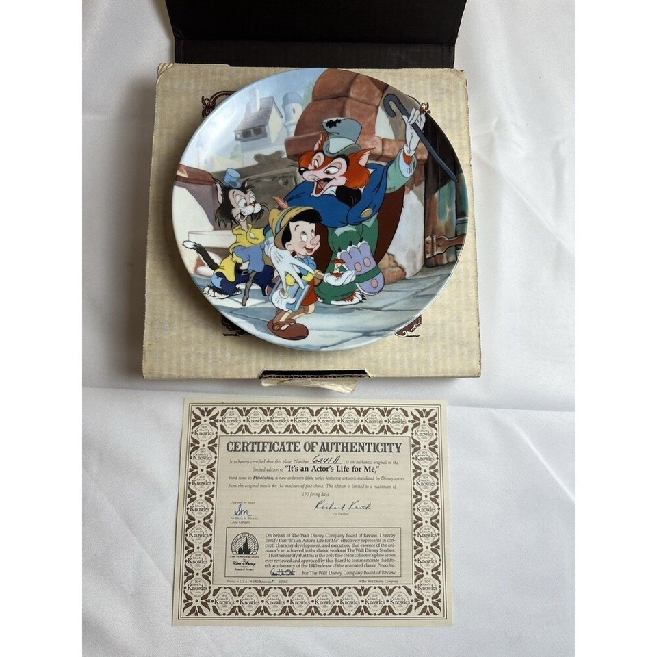 Vintage Disney Pinocchio Collectible 5 Knowles Painted Plates With ...