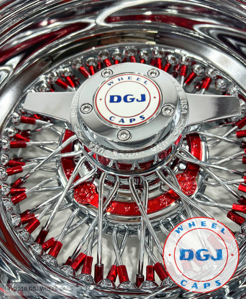 DGJ WHEEL 13x7 Rev 72 Cross Lace Candy Red Nip & Hub Ring Lowrider Wire ...