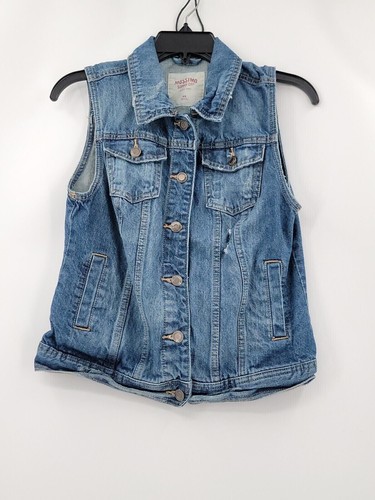 Mossimo Denim Jacket Womens Size Med Color Blue Sleeveless Button Denim ...