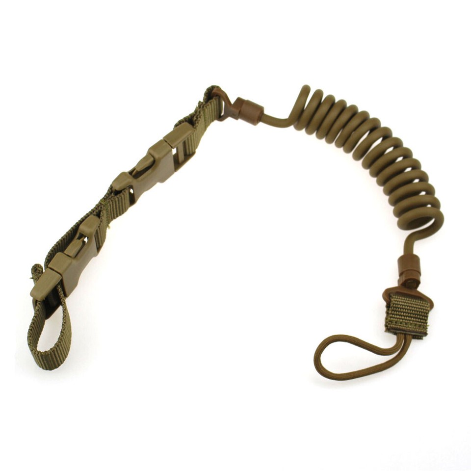 Heavy Duty Tactical Lanyard Airsoft Coil Sling Quick Release Secure ...