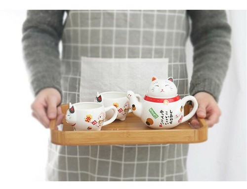 1 Teapot 2 Sample Tea Cup Japanese Lucky Cat Lucky Cat Ceramic Tea Set ...