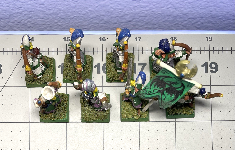 Well Painted 8x Metal High Elf Archers w/ Command Warhammer Fantasy Old ...