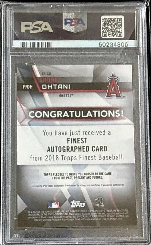 SHOHEI OHTANI 2018 FINEST AUTO SP RC AUTOGRAPH GOAT! PSA 9 DODGERS 🔥 ...