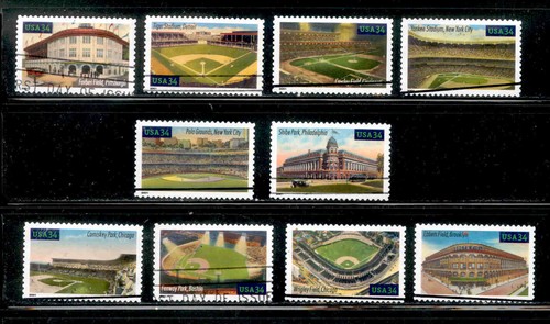 BASEBALL FIELDS 10 Stamps Set #3510-19 U.S. 34-Cents 2001 Used | eBay