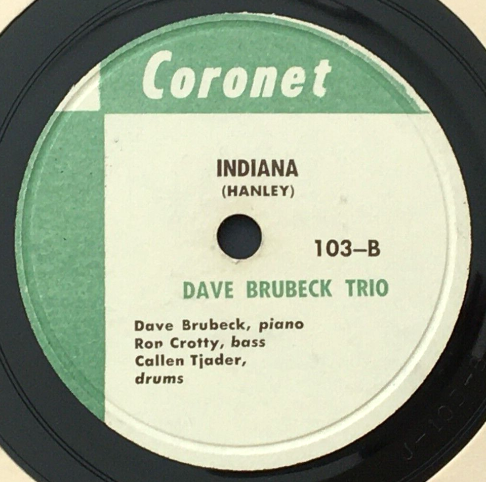 DAVE BRUBECK TRIO FIRST RECORD LAURA / INDIANA 1949 CAL TJADER RON ...