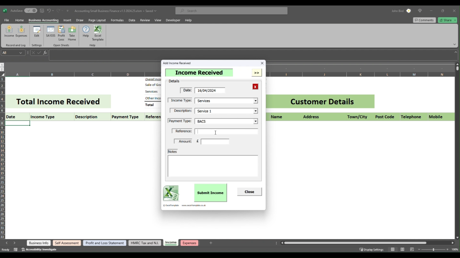 Accounting Small Business Finance Bookkeeping Self Employed Excel ...