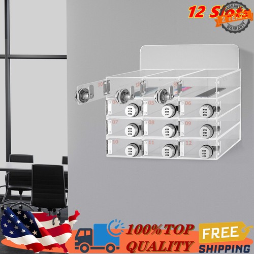12 slots Lockable Cell Phone Storage Cabinet Classroom Wall Mounted ...