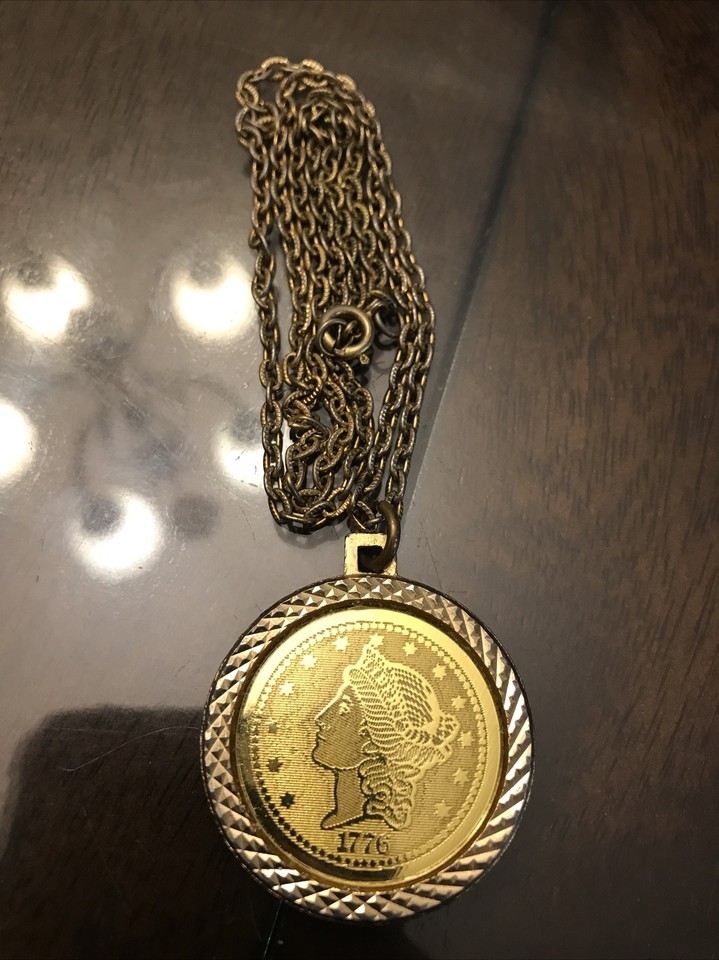 Vintage Gold Silver Tone 1776 Bi Centennial Twenty D Coin Necklace ...