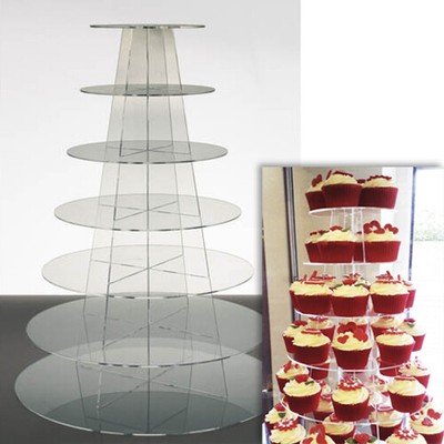 Cupcake Stand 7 TIER ROUND - Clear Perspex Display Tower for Wedding ...