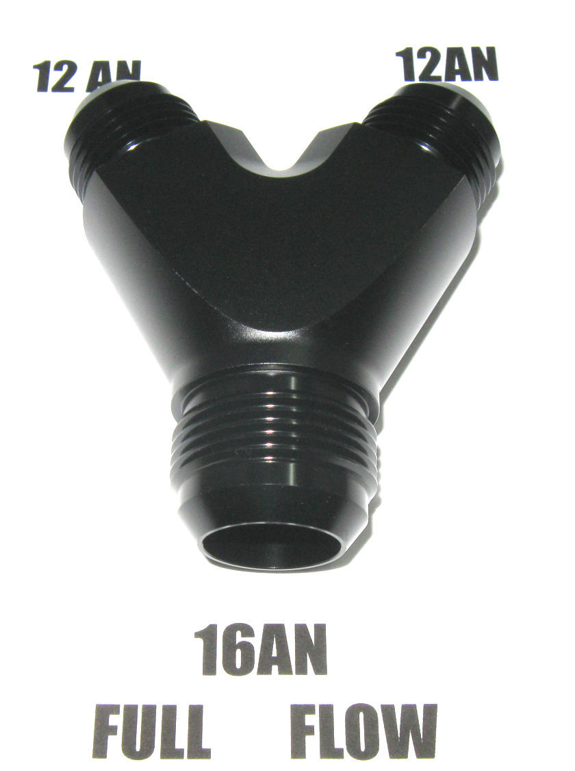 16 AN x 12 AN x 12 AN Full Flow Y Block Fitting, Show Polished Black ...