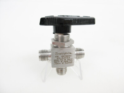 SWAGELOK SS-42XS4 STAINLESS STEEL 1-PIECE 40G SERIES 3-WAY BALL VALVE 1 ...