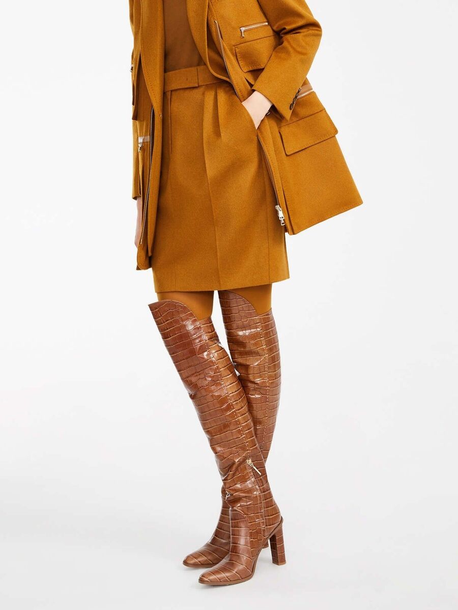 €1365✨MAX MARA 'Beboot' Knee high Croc print Leather Boots €1365✨MAX MARA 'Beboot' Knee high Croc print Leather Boots