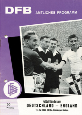 Program Football Program Germany V England 1965 Football ...