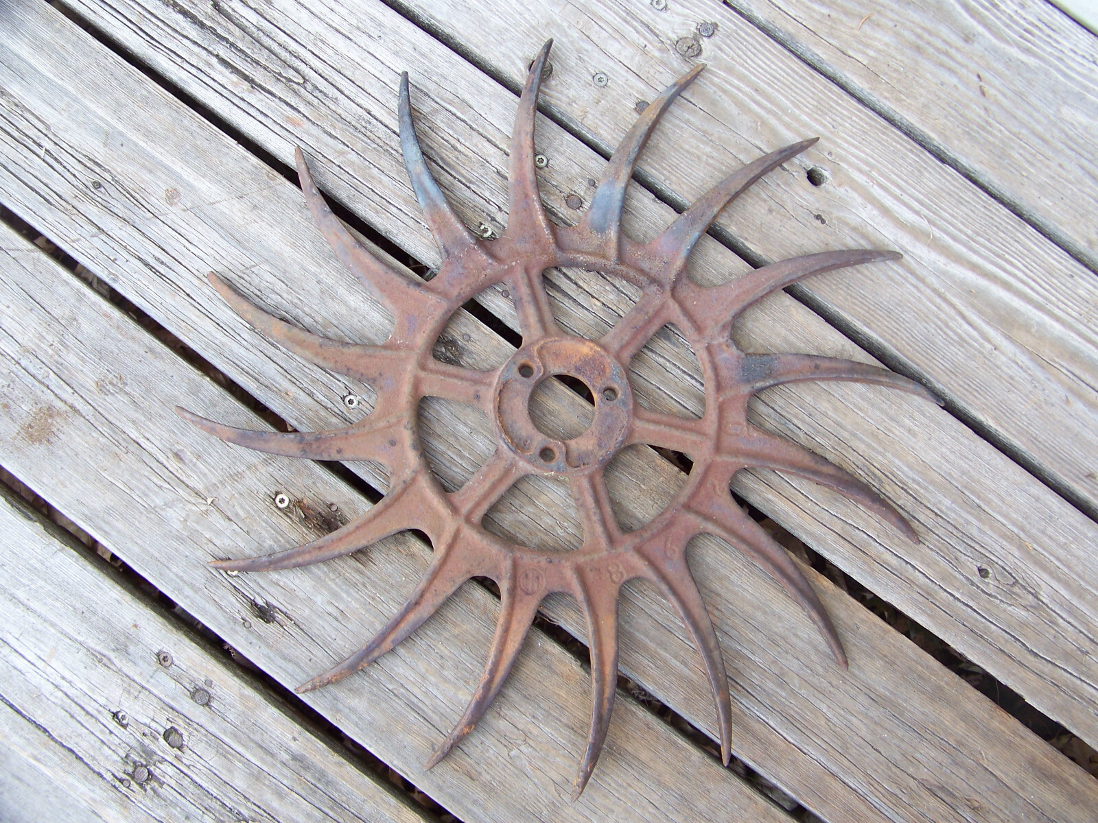 .Spiked Cast Iron Rotary Hoe Tiller Lawn Garden Rustic Steampunk ...