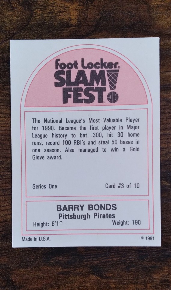 1991 Foot Locker Barry Bonds Slam Fest Series One #3 NM-MT Centered ...