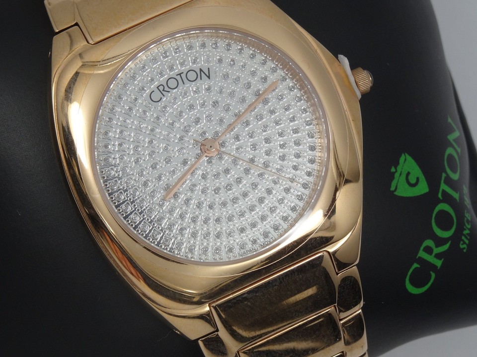 NEW "CROTON" CRYSTAL ACCENTS DIAL ROSE GOLD TONE & INTERCHANGEABLE BAND ...