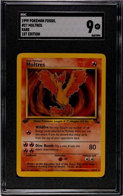 SGC 9 1999 Pokemon TCG Fossil 1st Edition #27 Moltres Non-Holo Rare ...