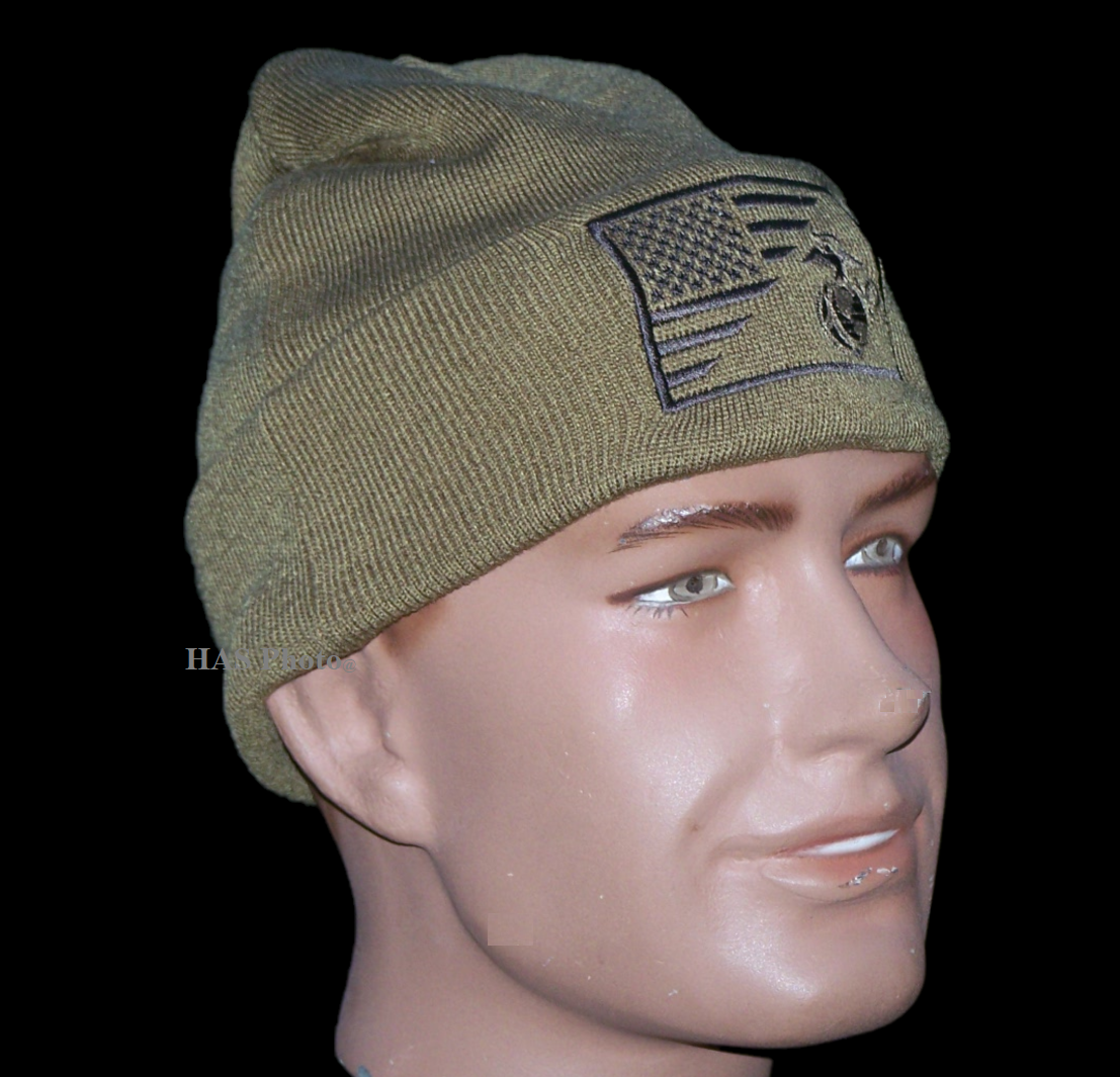 USMC Watch Cap Hat Knit Beanie Licensed USA Flag FMF Globe Anchor ...